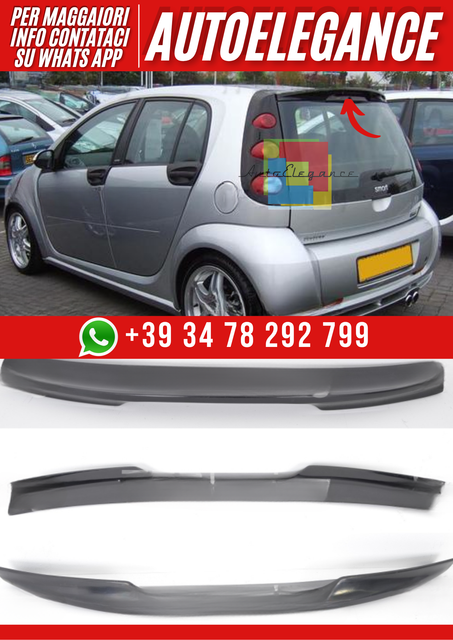 💕SPOILER SMART ForFour 454 2004-2006 grezzo💕 – AUTOELEGANCERICAMBI