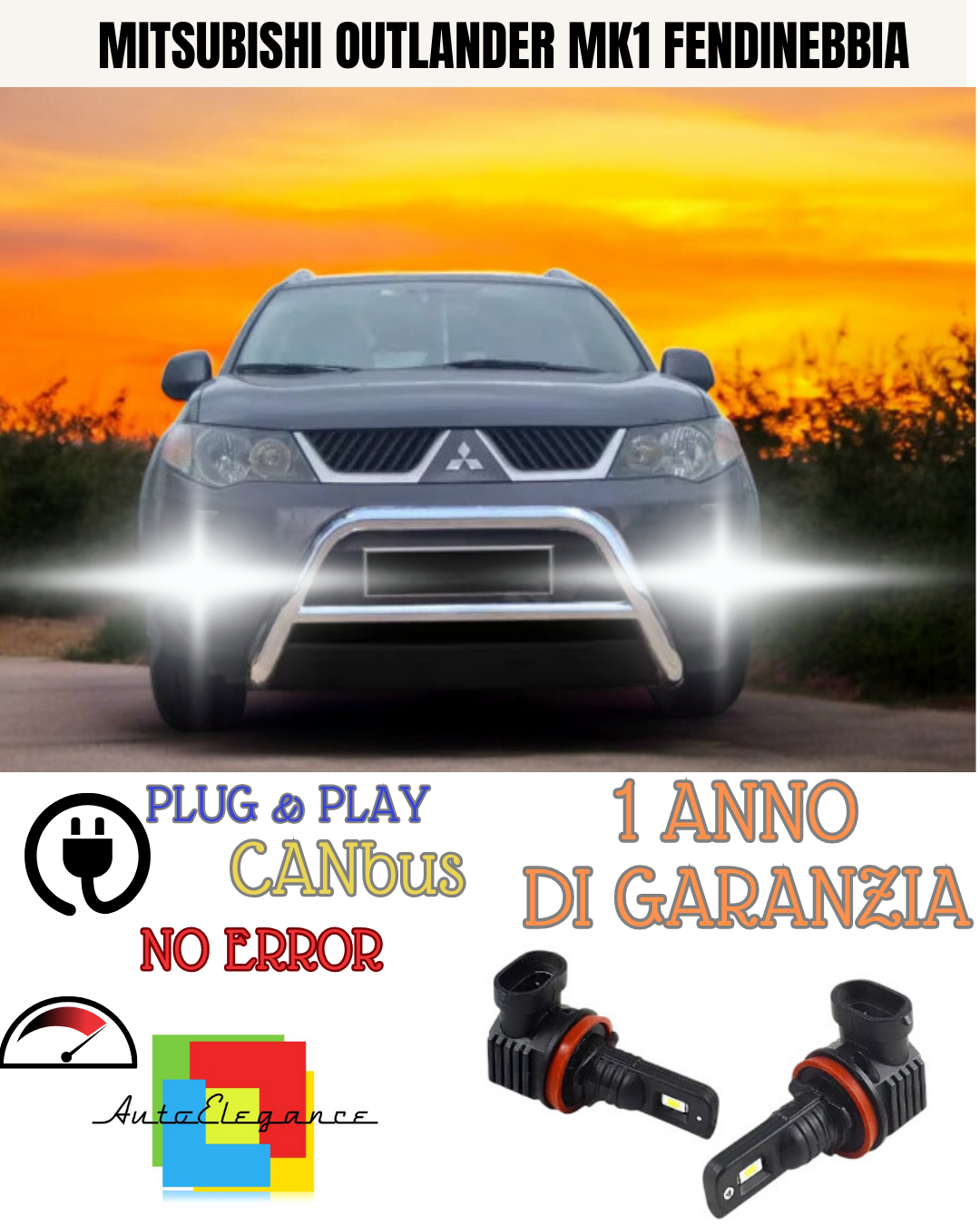 🔥KIT LED H11 MITSUBISHI OUTLANDER MK1 6000K BIANCO FENDINEBBIA 🔥 ...