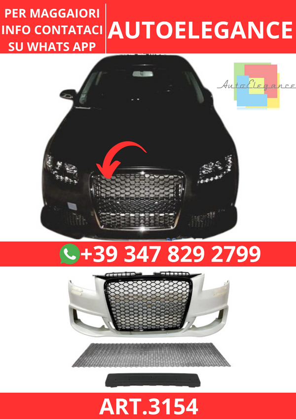💫ART.3154 Paraurti Anteriore Audi A3 05-08 R3 Style💫 – AUTOELEGANCERICAMBI