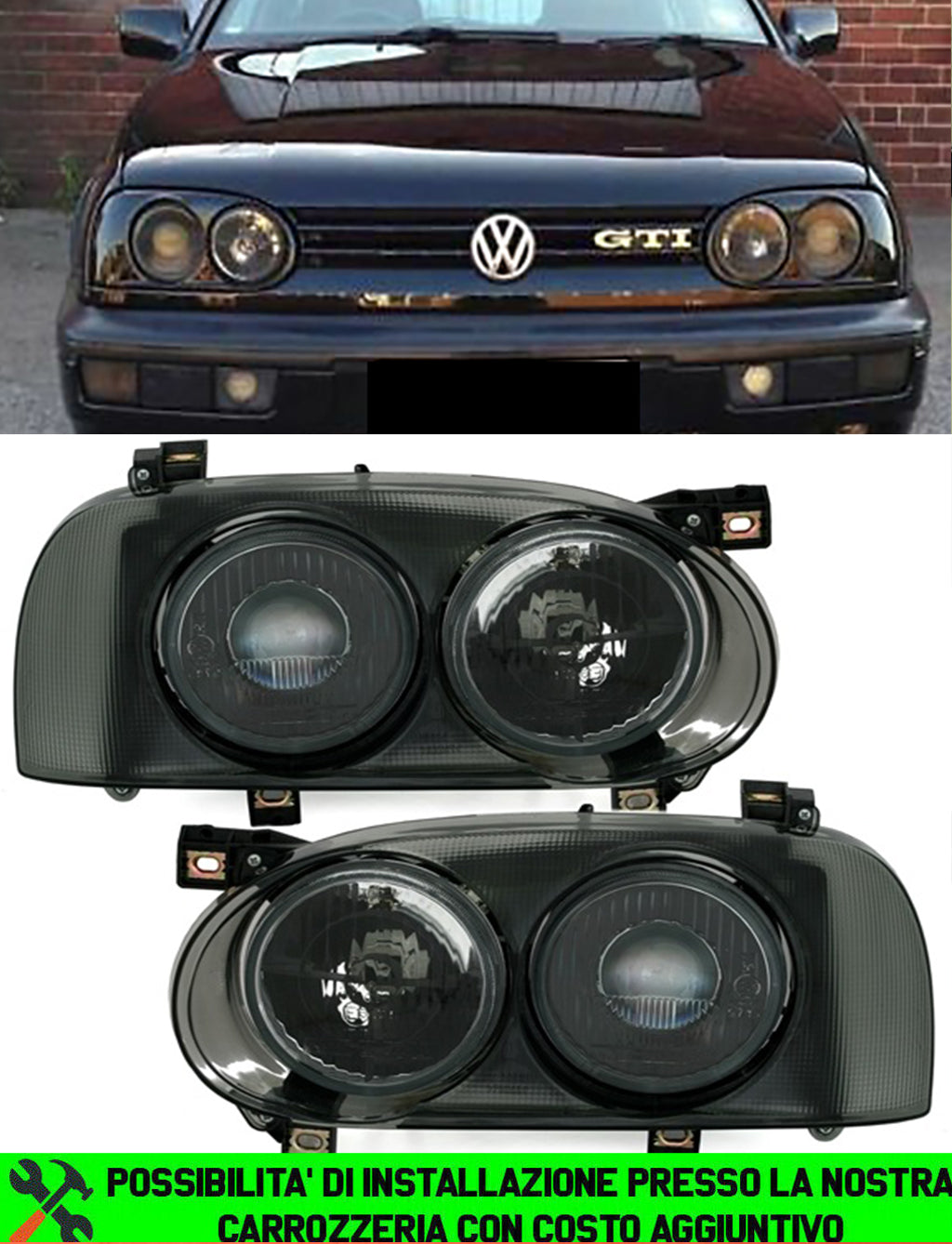 VW GOLF 3 III FARI ANTERIORI LENTICOLARI FANALI FUME – AUTOELEGANCERICAMBI