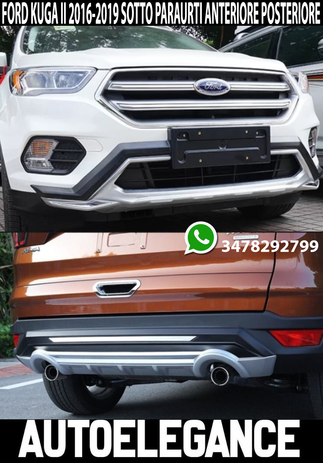 FORD KUGA II 2016-2019 SPOILER SOTTO PARAURTI ANTERIORE & POSTERIORE A